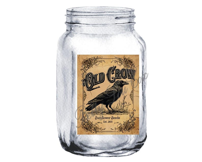No.052 Vintage Crow Label, Rustic Pantry Decor (digital Download) - Etsy