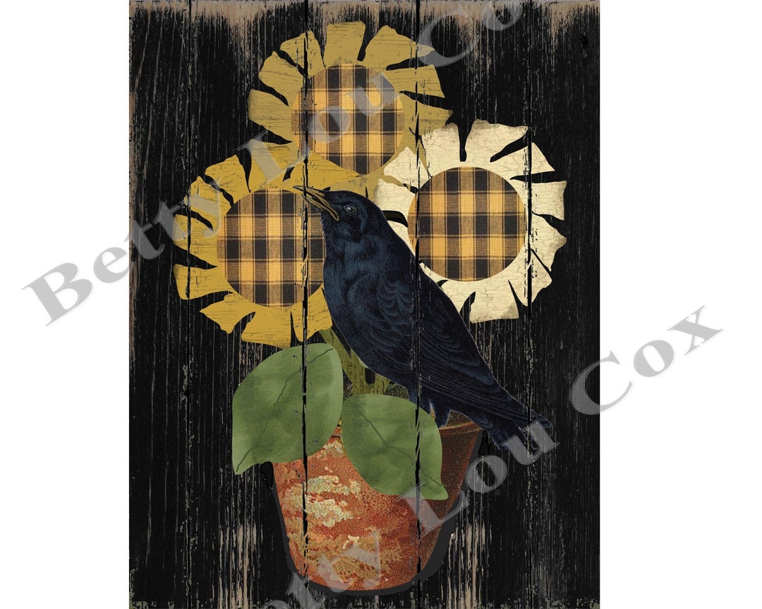 Crow Print , Primitive Panty Labels , Printable Wall Art , Rustic ...