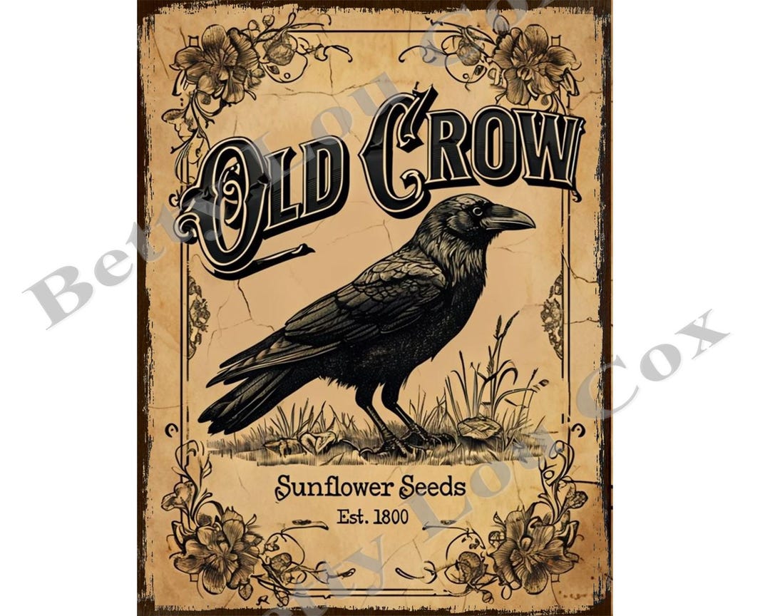 Crow Print , Primitive Panty Labels , Printable Wall Art , Rustic ...