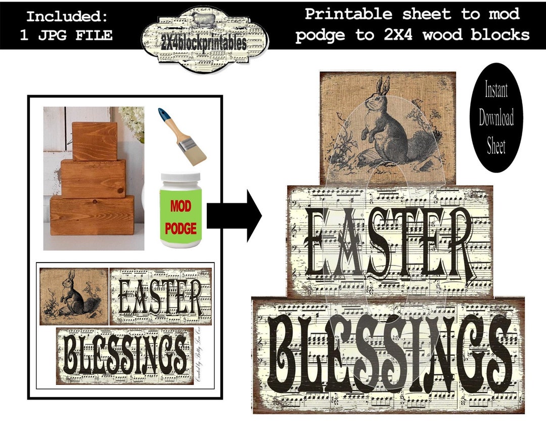 Bunny Blocks , Spring , Easter , Wood Sign , 2X4 Crafts , Printable ...