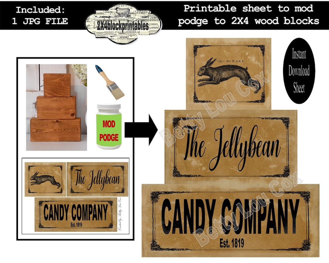 Easter Bunny Blocks , Wood Sign , 2X4 Crafts , Printable , Shelf Sitter ...