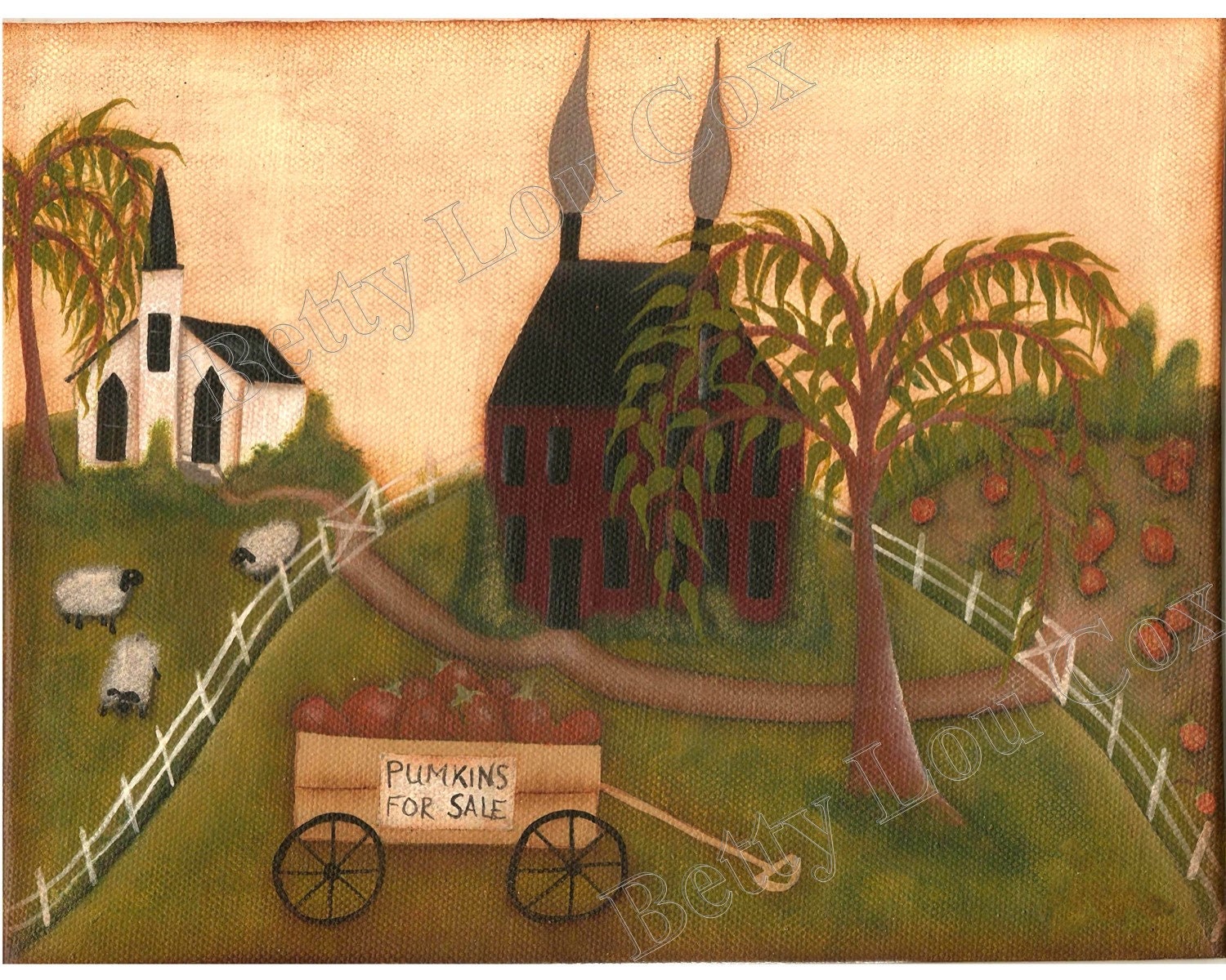 Saltbox Print , Folk Art , Primitive Instant Download , Digital Jpg ...