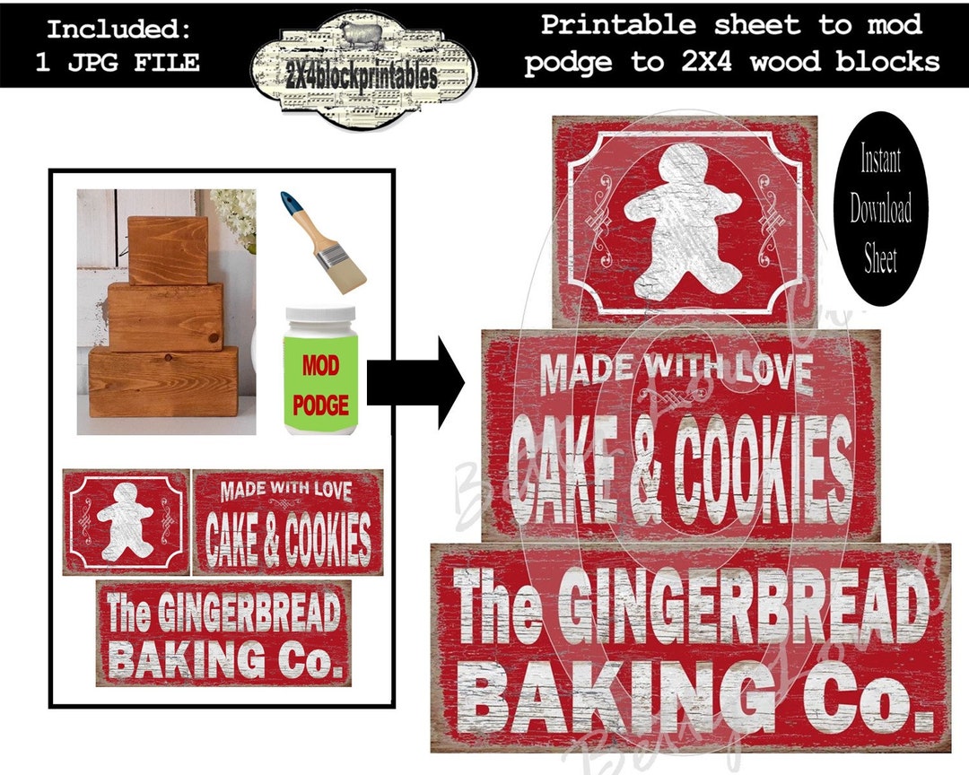 Gingerbread Blocks , Wood Sign , 2X4 Crafts , Printable Template ...
