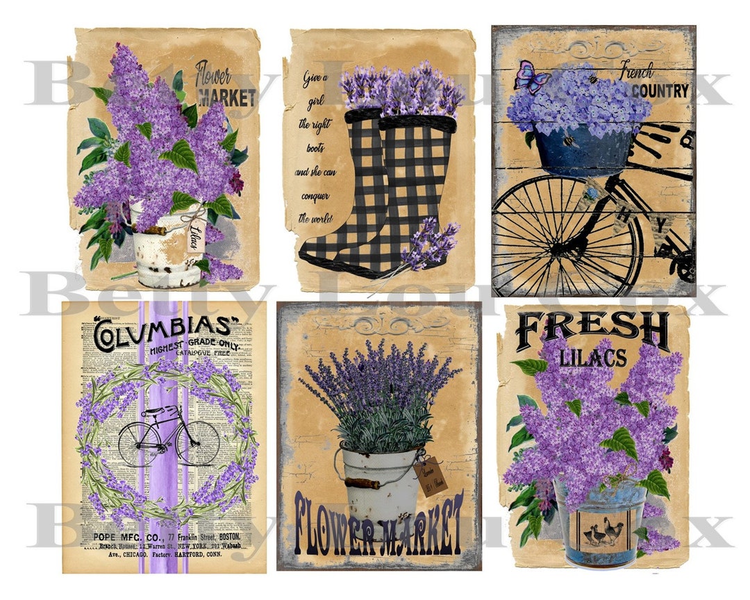 Vintage Lavender Labels , Lilacs for Pantry Jars Cans Crocks Bottles ...