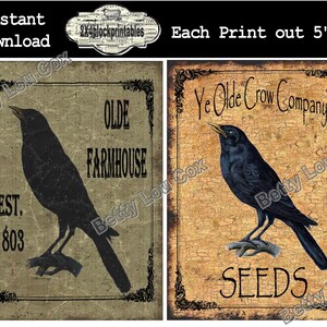 Primitive 5X7 Crows , Instant Download , Digital , Prim , Grainsack - Etsy