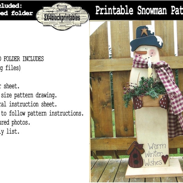 Primitive Snowman Patterns - Etsy