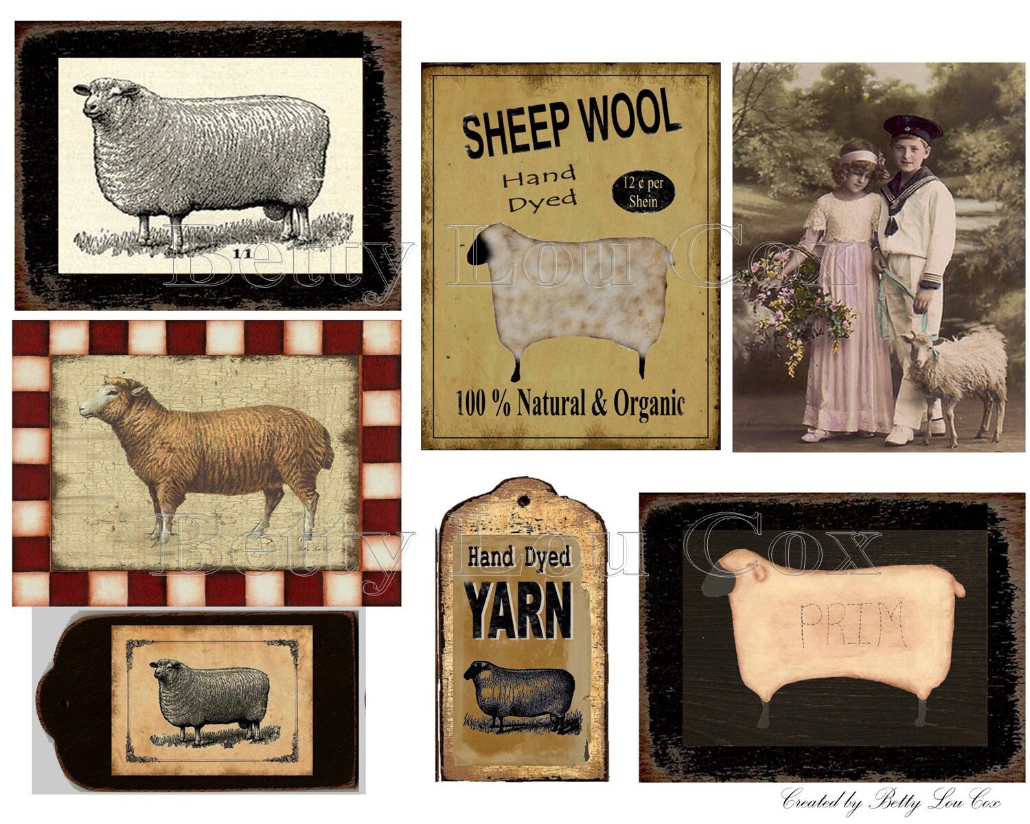 Primitive Labels , Sheep , Wool for Pantry Jars Cans Crocks Bottles ...