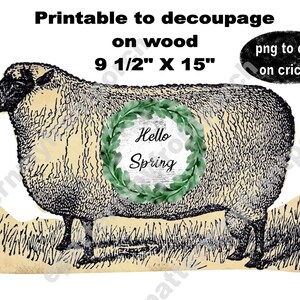 Sheep Decoupage Wood Pattern DIY Vintage , Mod Podge , Printable ...