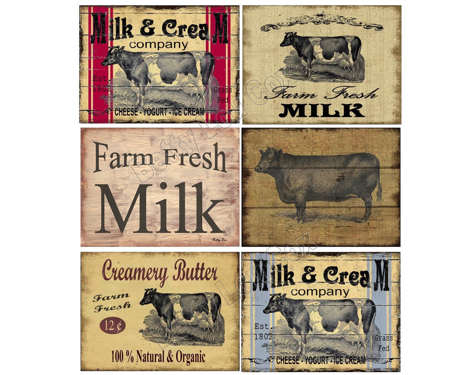 Primitive Cow Labels for Pantry Jars Cans Crocks Bottles Tins Boxes ...