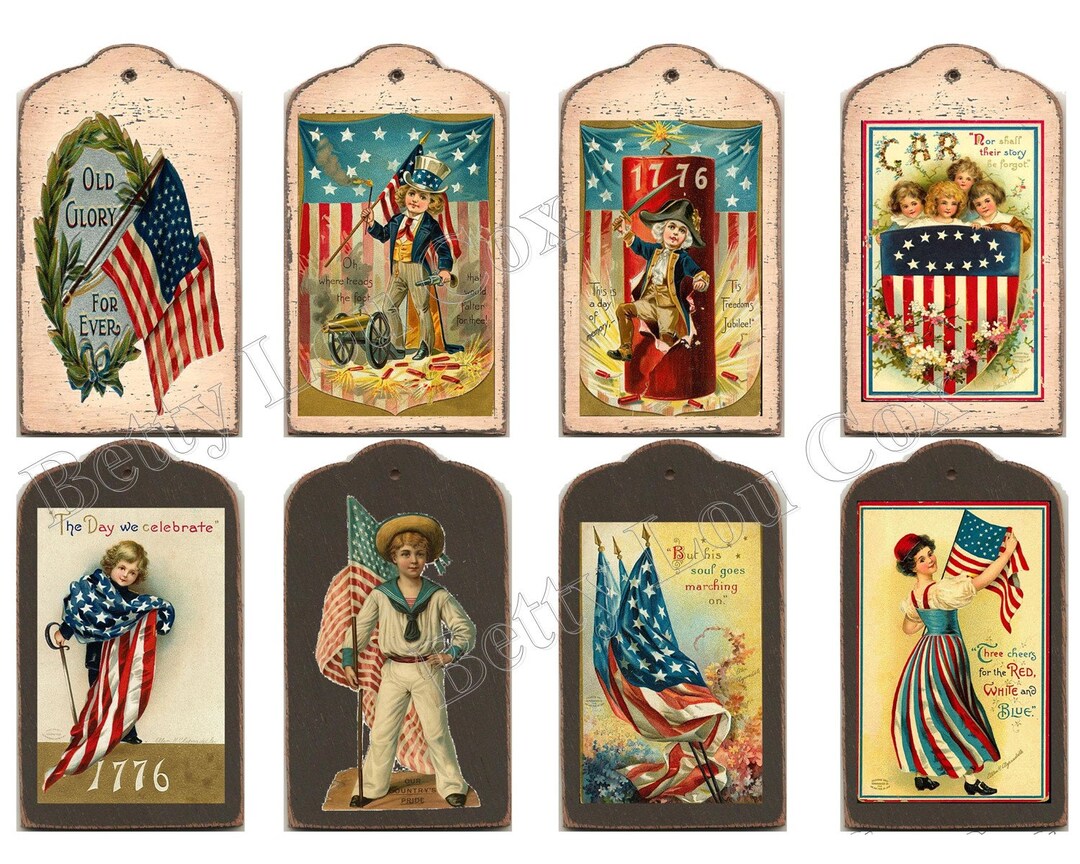 American Tags Printable , Primitive Download , America , Old Glory ...