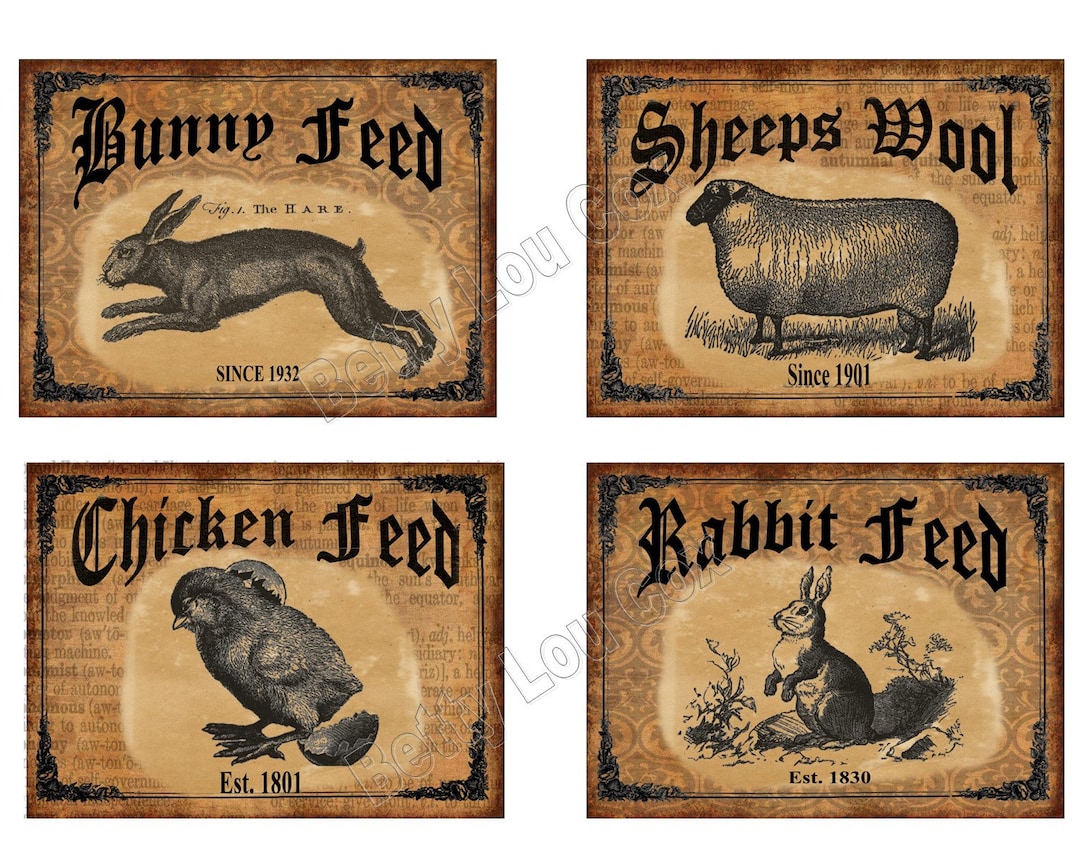 Primitive Spring Feed Labels for Pantry Jars Cans Crocks Bottles Tins ...