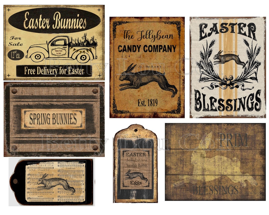 Primitive Labels , Bunny for Pantry Jars Cans Crocks Bottles Tins Boxes ...