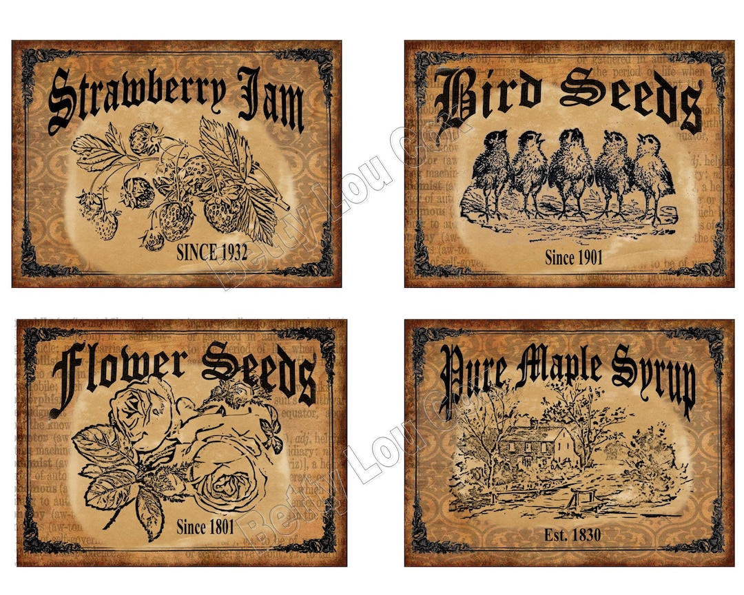 Primitive Summer Seed and Food Labels for Pantry Jars Cans Crocks ...