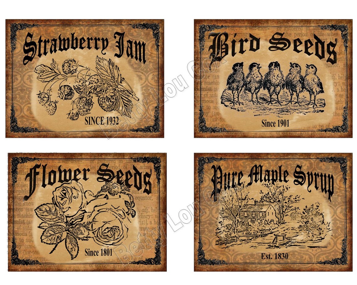 Primitive Summer Seed and Food Labels for Pantry Jars Cans Crocks ...