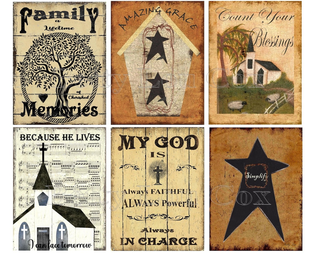 No.003 Church Labels , Primitive Cards for Pantry Jars Cans Crocks ...