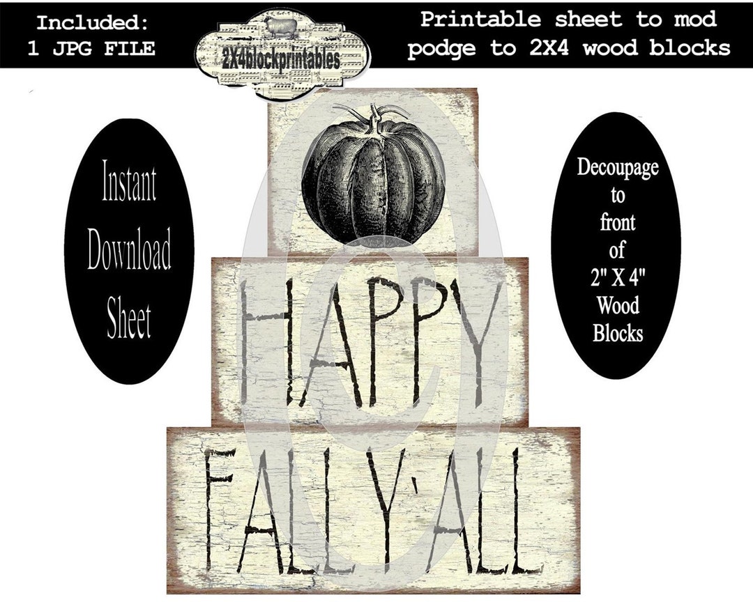 Fall Blocks , 2X4 Crafts , Instant Download , Shelf Sitter , Pumpkin ...