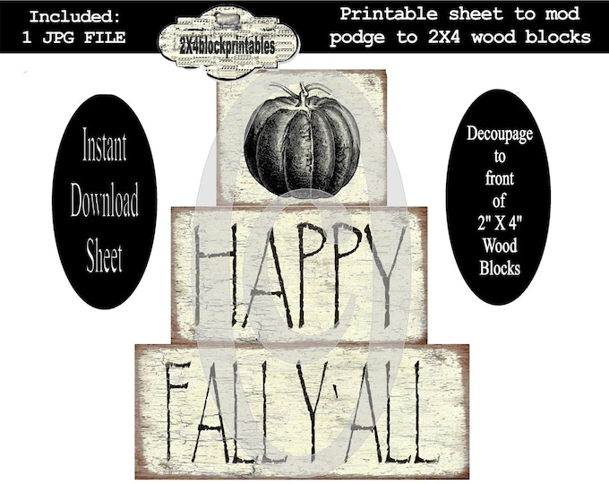 Fall Blocks , 2X4 Crafts , Instant Download , Shelf Sitter , Pumpkin ...