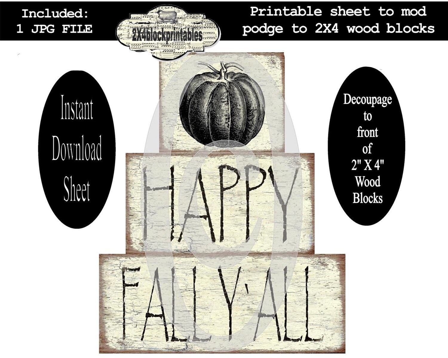 Fall Blocks , 2X4 Crafts , Instant Download , Shelf Sitter , Pumpkin ...