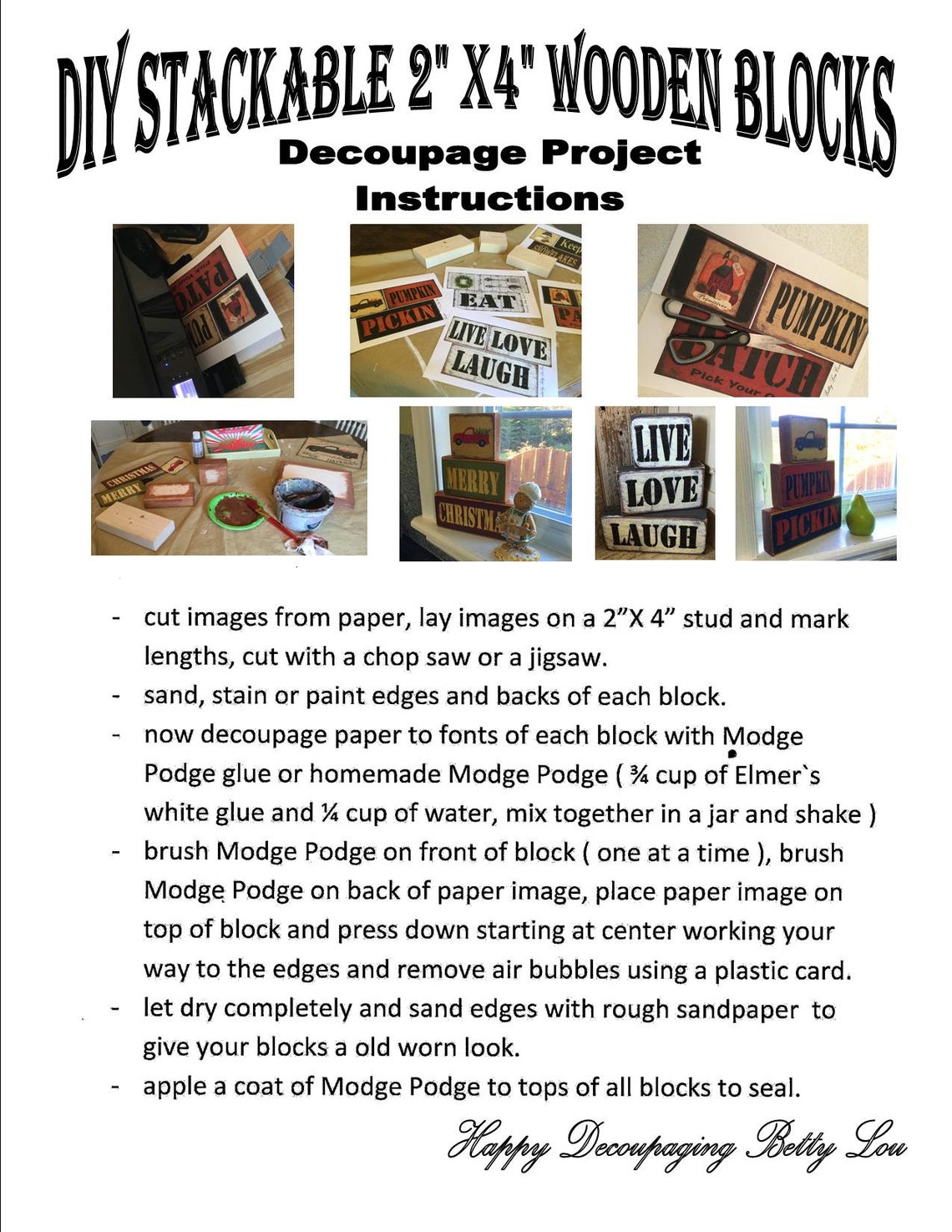 Scarecrow Wood Blocks Pattern , 2X4 Crafts , Instant Download ...