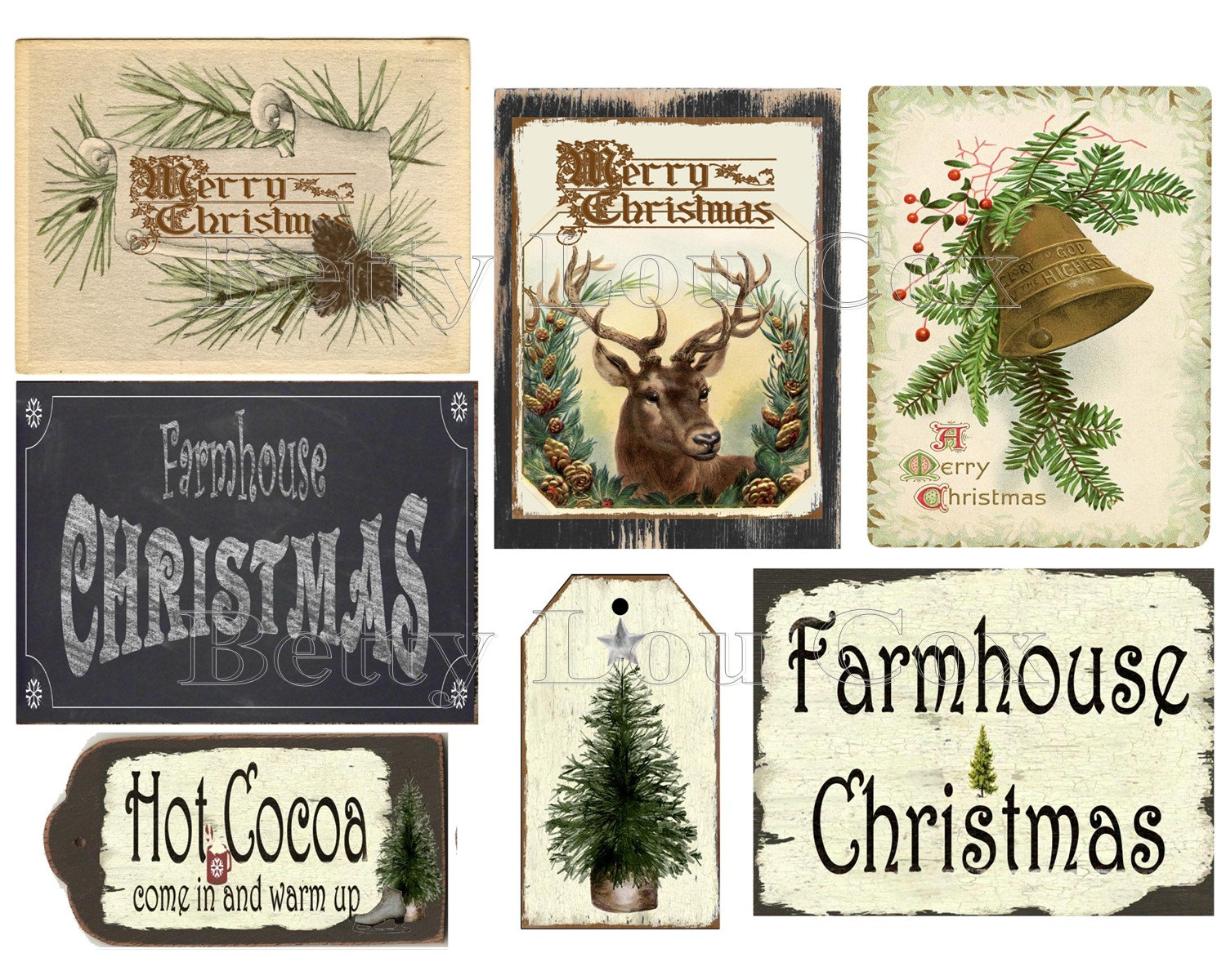 Primitive Christmas Labels and Tags for Pantry Jars Cans Crocks Bottles ...