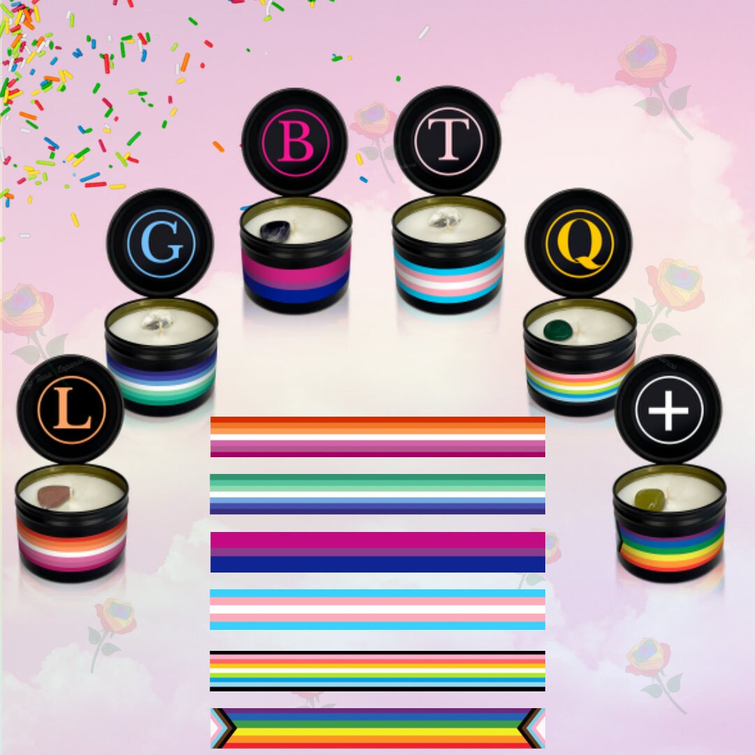 Limited Edition LGBTQ Pride Flag Candle Flight With Crystals - Etsy