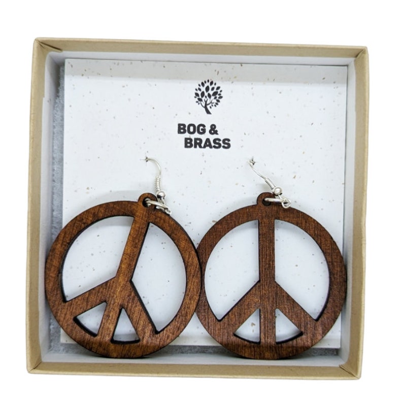 Wooden Peace Sign Dangle Earrings - Etsy