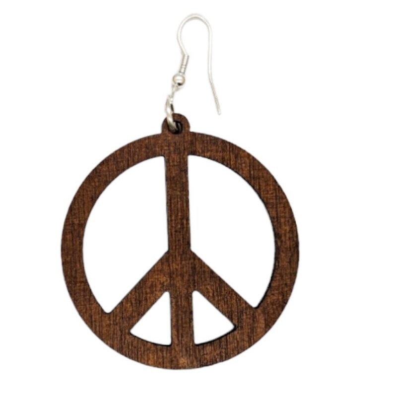 Wooden Peace Sign Dangle Earrings - Etsy