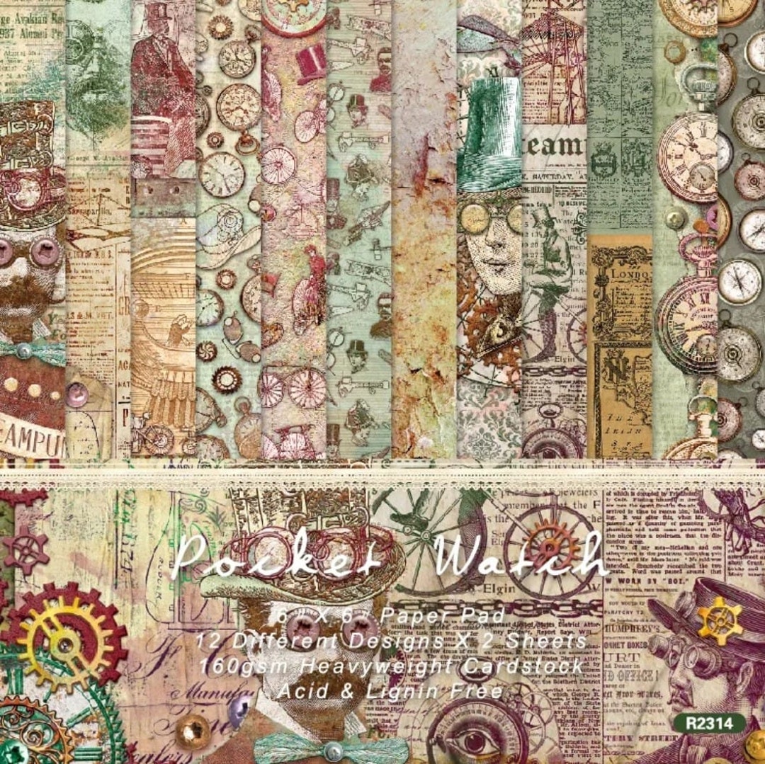 Pocket Watch Theme Paper 6x6 Paper Pack 12 Designs X 2 Each ...