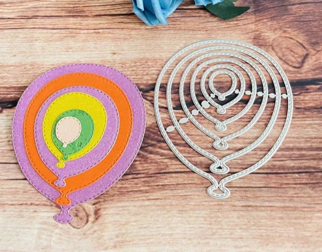 6 Piece Balloons With Stitch Design Nesting Metal Cutting Dies Cards Scrapbook Birthday Greeting ...