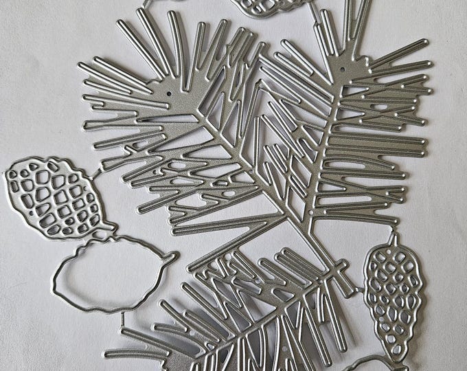 Pinecone & Pine Tree Branch Metal Cutting Die Card Making Scrapbooking ...