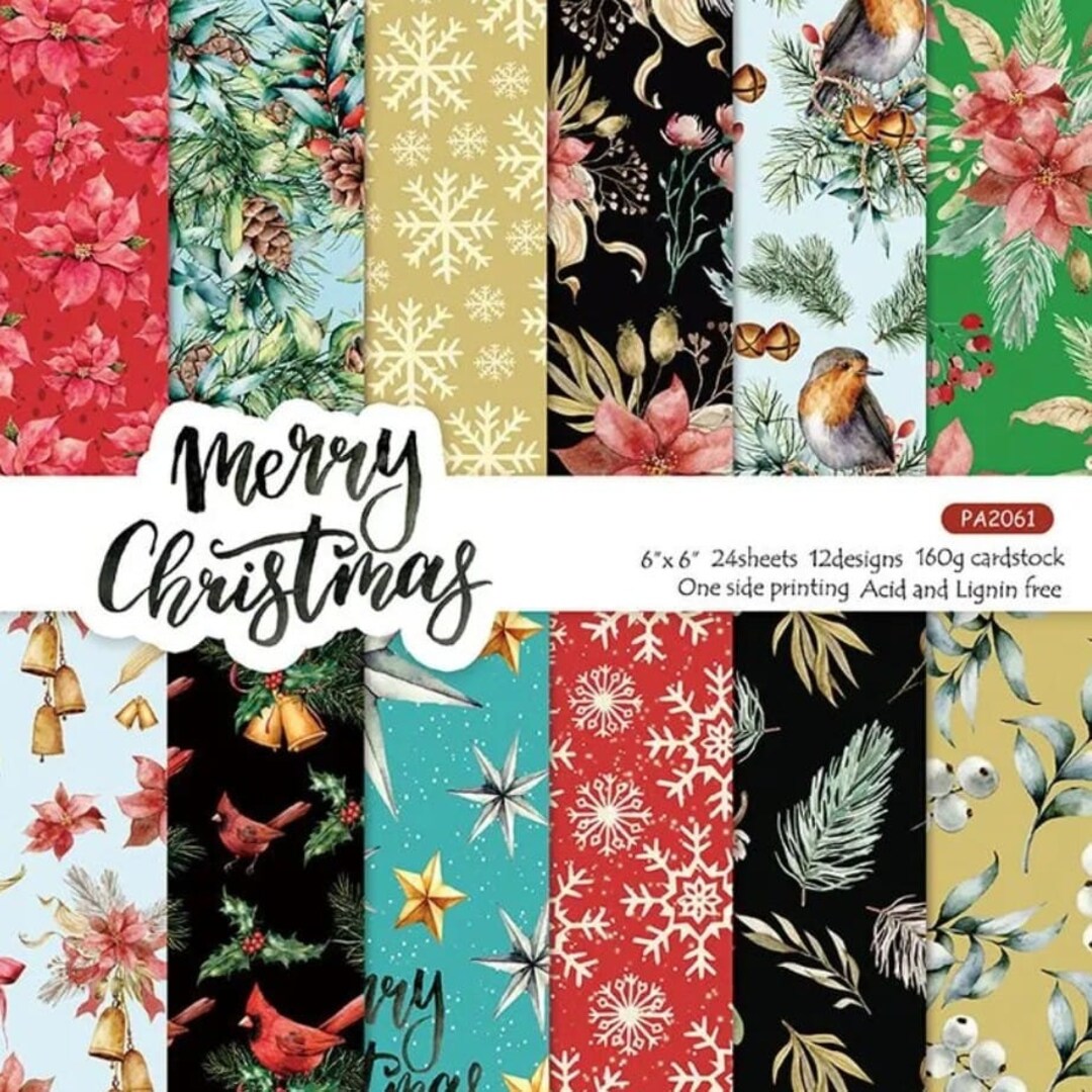 Merry Christmas Floral Paper 6x6 Paper Pack Card Making Scrapbooking ...