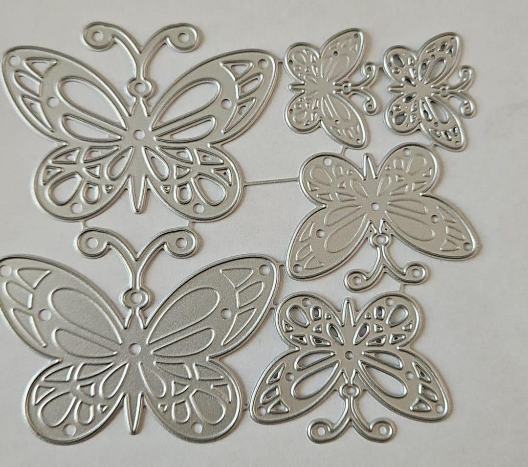 6 Assorted Size & Designs Butterfly Metal Cutting Dies Birthday ...
