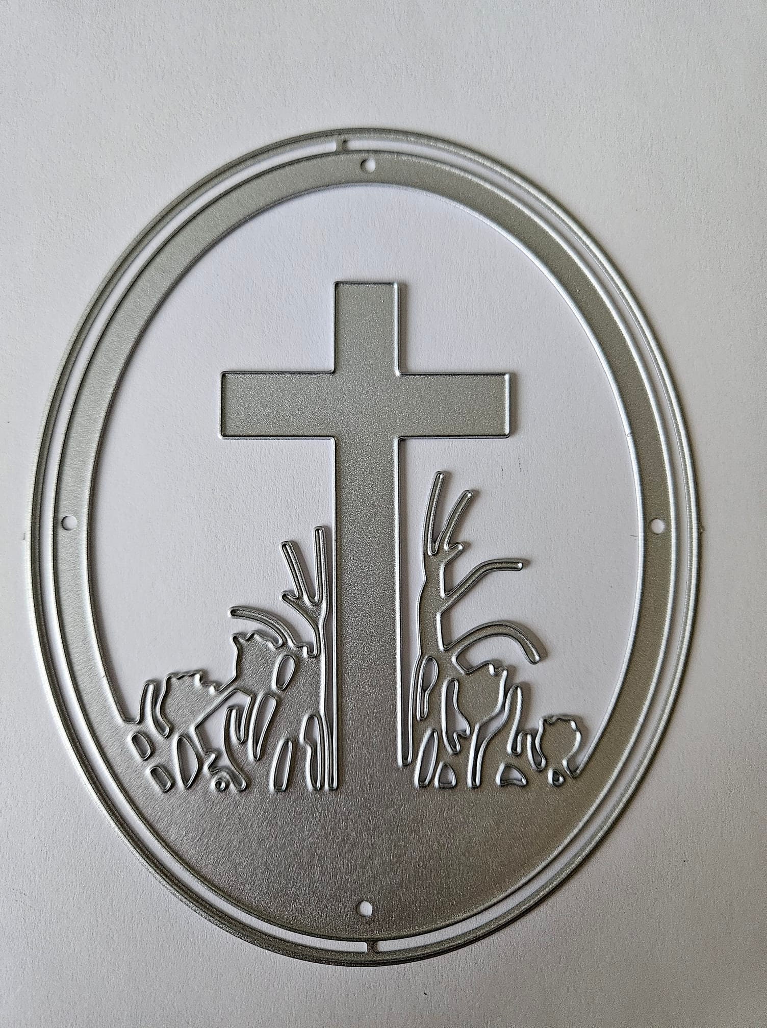 Cross With Floral in an Oval Frame Metal Cutting Die Easter Greeting ...