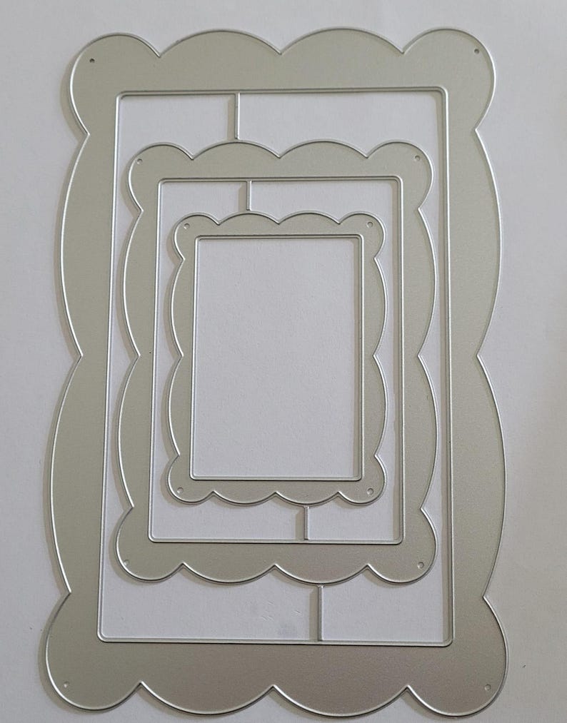 3 Rectanlge Card Frames With Scallop Edge Metal Cutting Die Birthday ...
