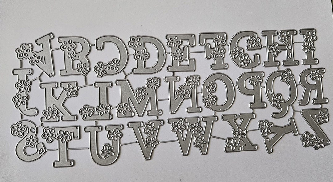 Capital Alphabet Letters With Floral Design Metal Cutting Die Birthday ...