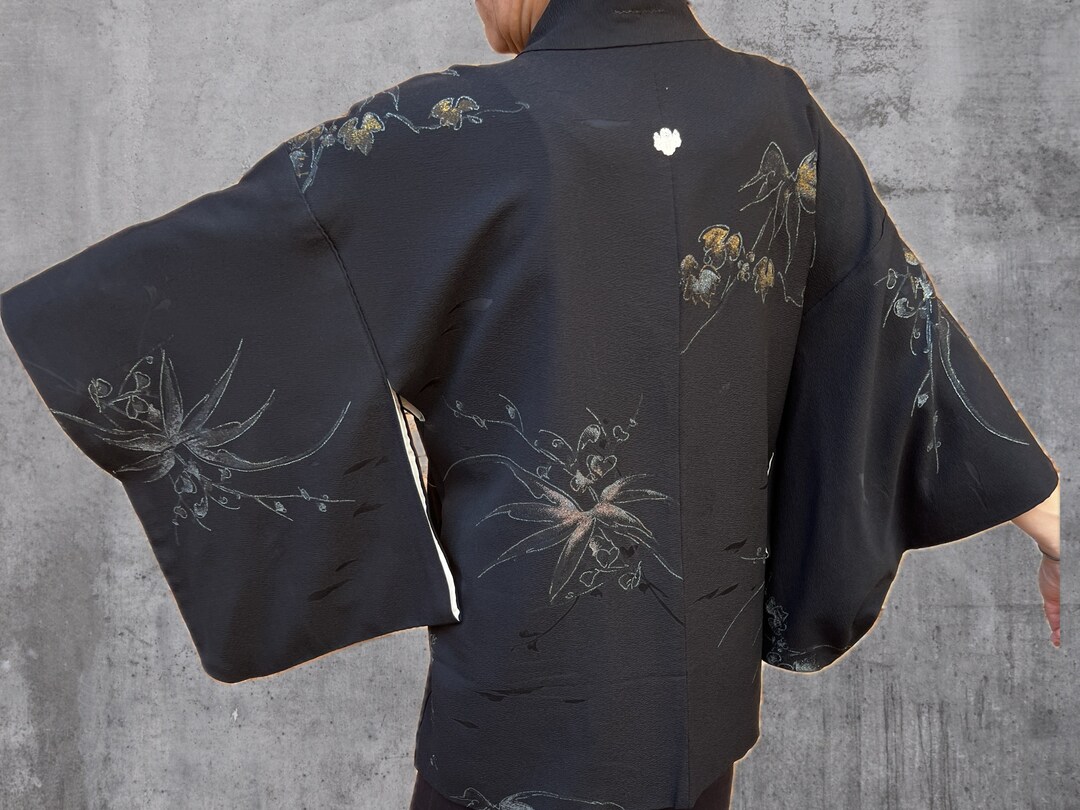 Beautiful Vintage Japanese Black Textured Silk Haori Jacket - Etsy