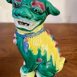 Yellow & Green Midcentury Chinese Foo Dogs - Etsy