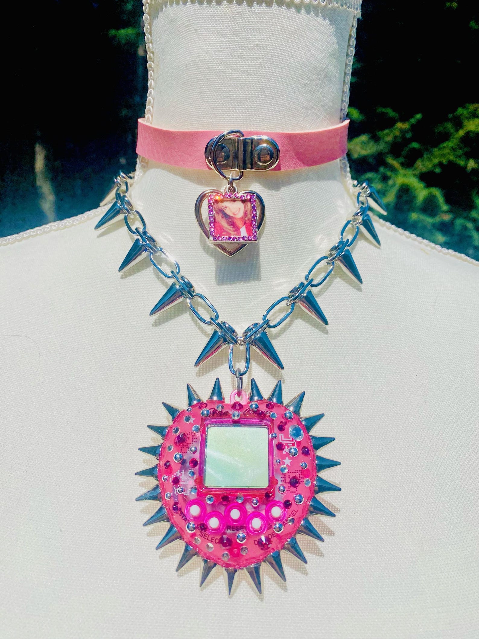 Y2k Edgy Tamagotchi Spike Heart Charm Jewelry Vintage Choker ...