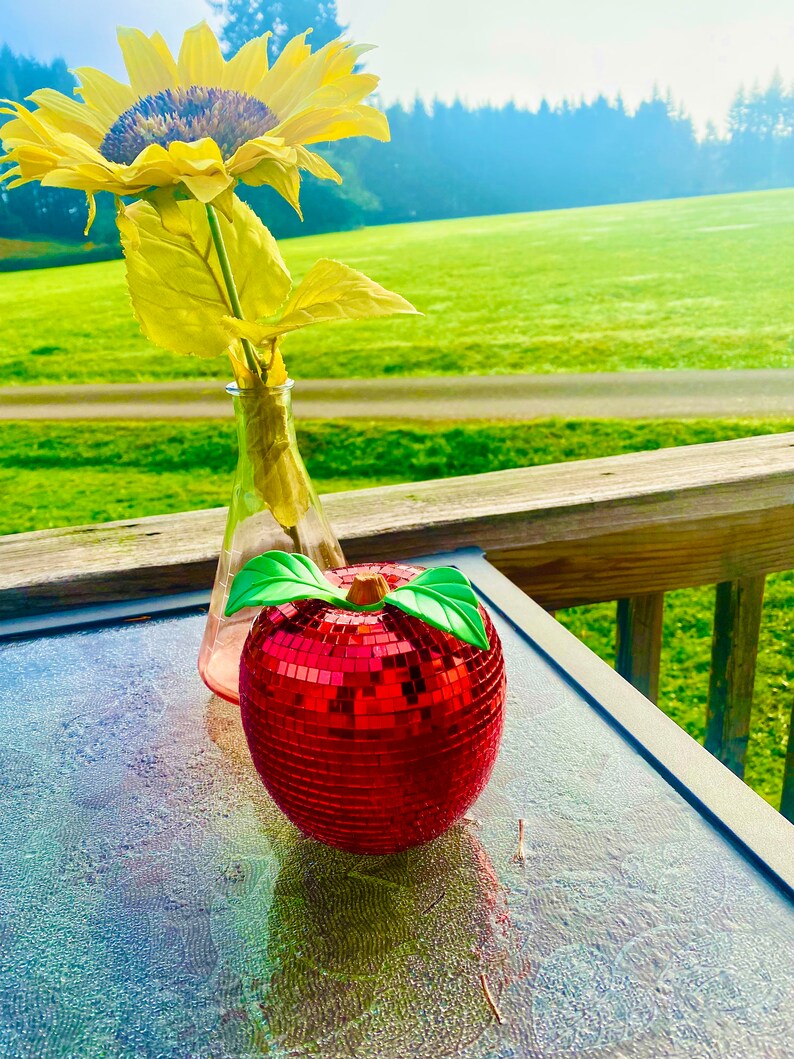 Red Disco Ball Apple Home Decor Maximalist Home Decor Disco Ball Decor ...