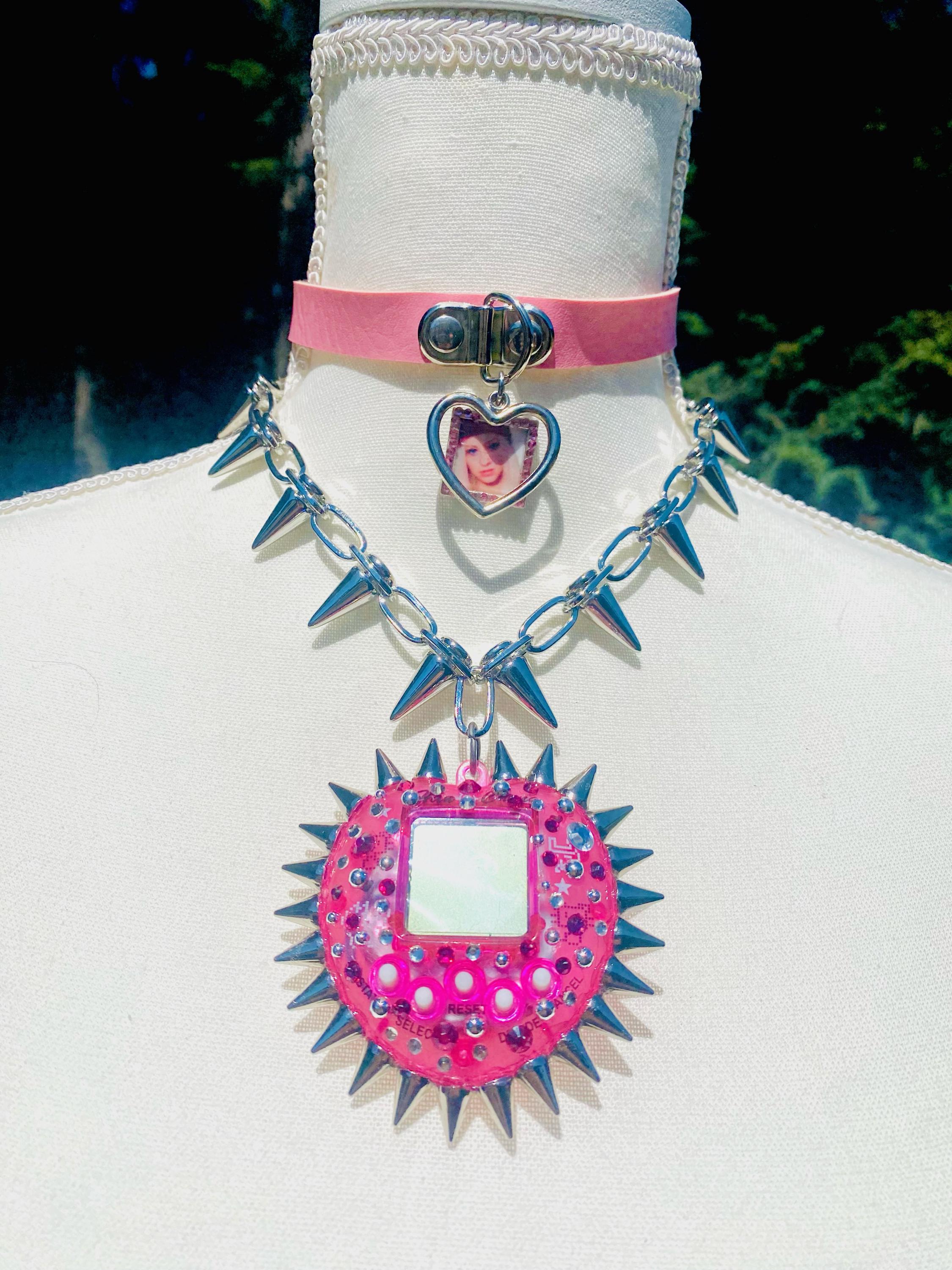 Y2k Edgy Tamagotchi Spike Heart Charm Jewelry Vintage Choker ...