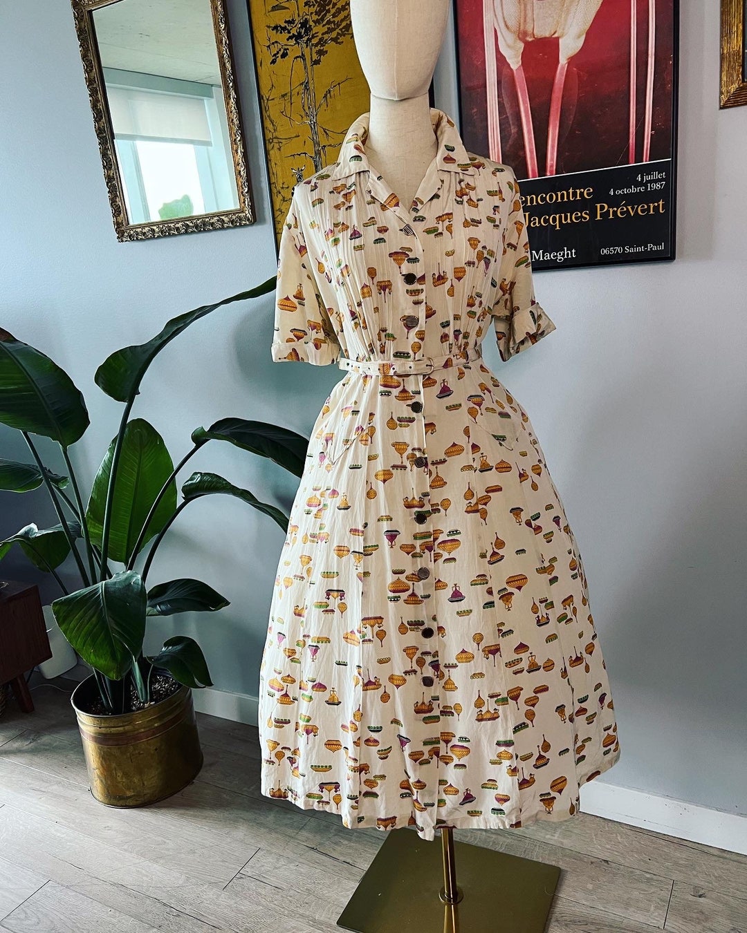 1940s Novelty Print Dress by Kay Harper - Etsy