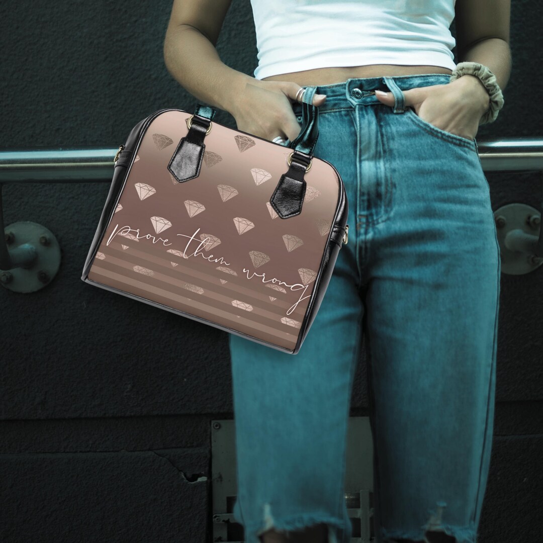 Rose Gold Handbag With Diamond Pattern: Prove Them Wrong Statement Bag ...