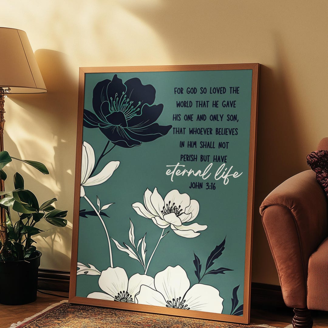 Blue & Teal Christian Gallery Wall Art Bundle Printable Bible Verse ...