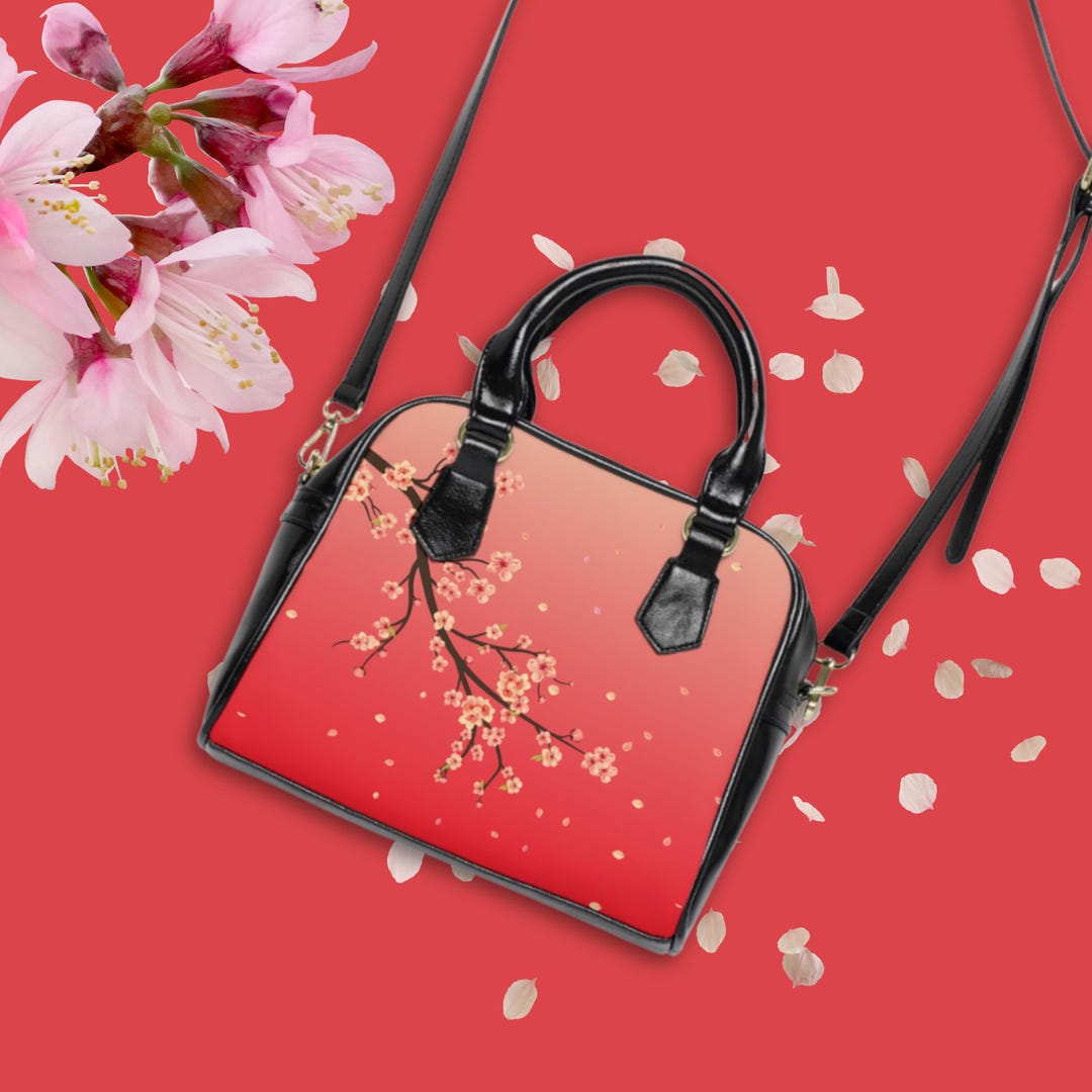 Pink Cherry Blossom Handbag, Elegant Pink Floral Handbag, Gradient ...