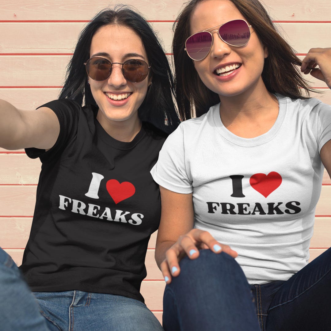 Funny 'I Love Freaks' T-shirt: Trendy Y2K Tee - Quirky Women's Tee, Fun ...