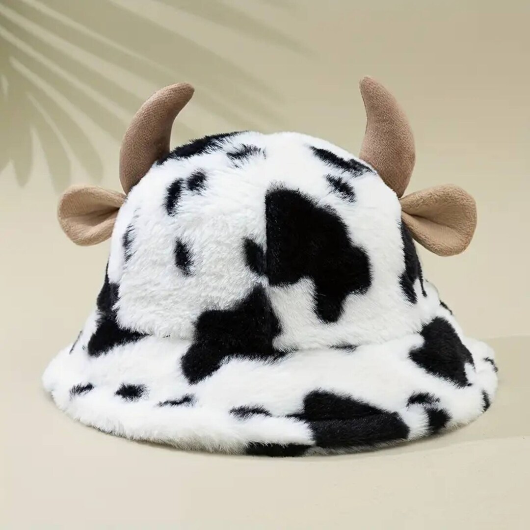 Unisex Fuzzy Cow Print Bucket Hat - Etsy