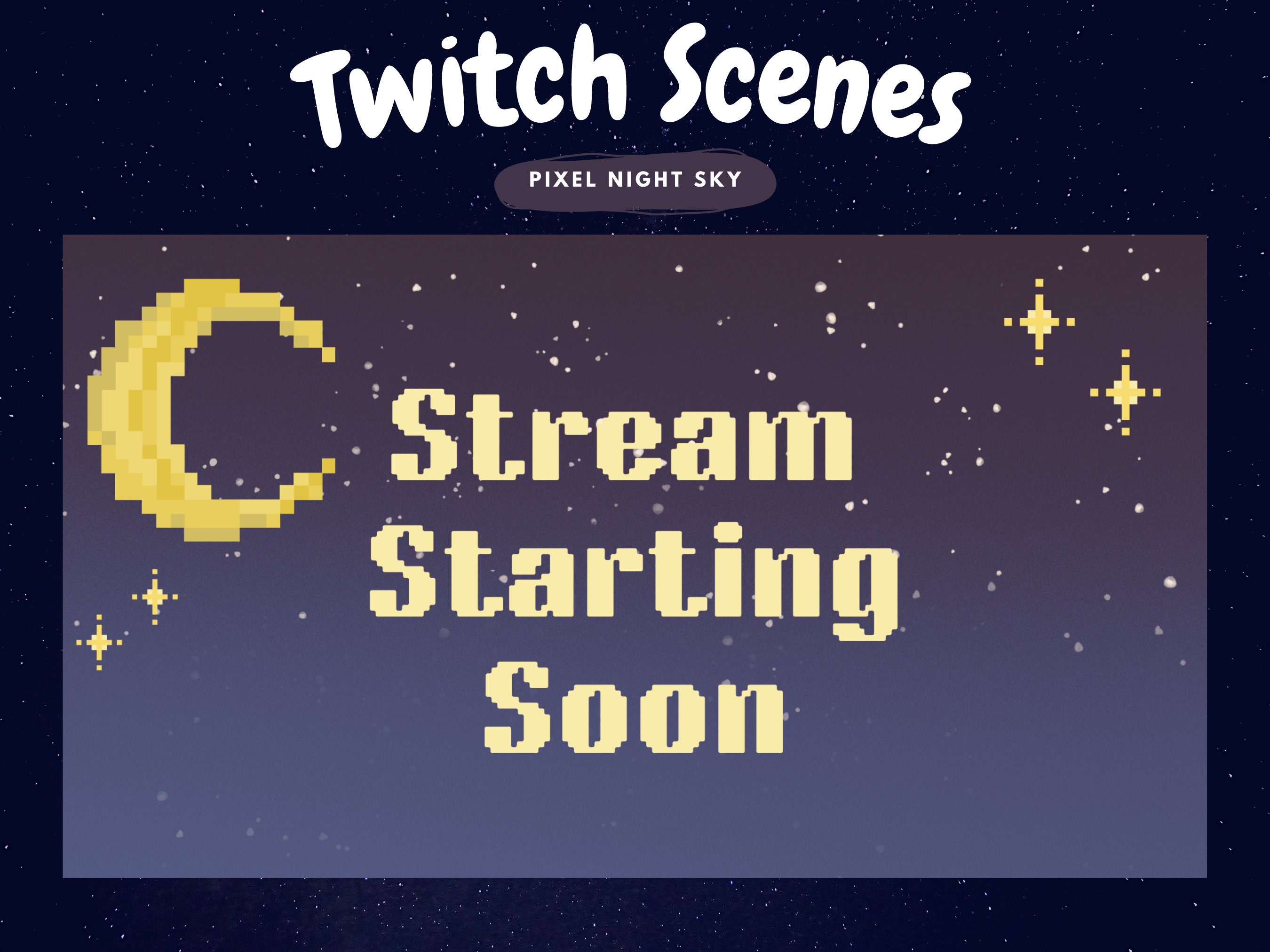 Animated Pixel Night Sky Twitch Scenes - Starting Soon, Be Right Back ...