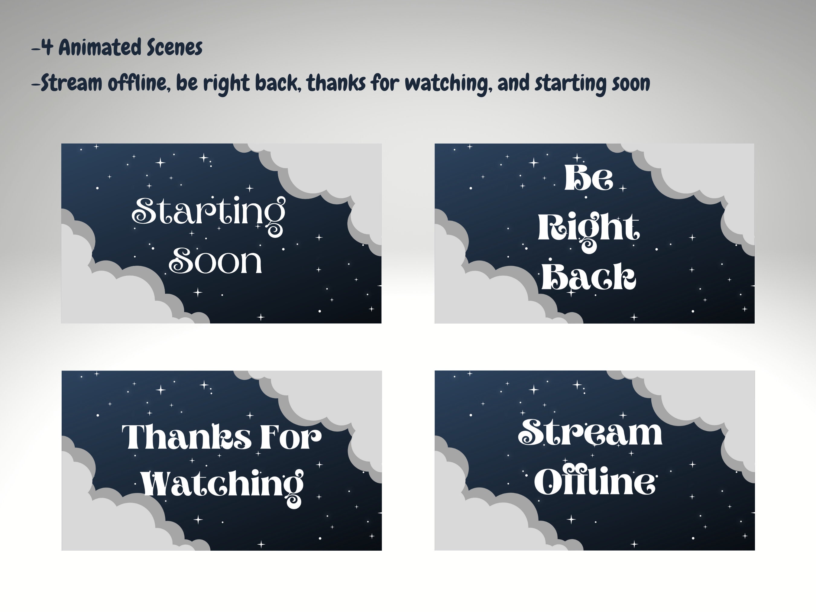 Animated Starry Night Twitch Scenes - Starting Soon, Be Right Back ...