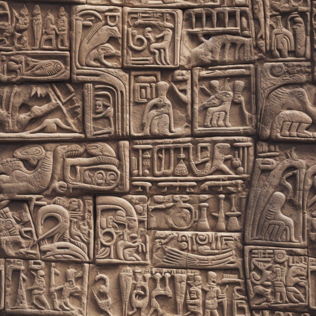 Pyramid Hieroglyph Pattern Seamless 7x High Quality Acient Egypt Tile ...