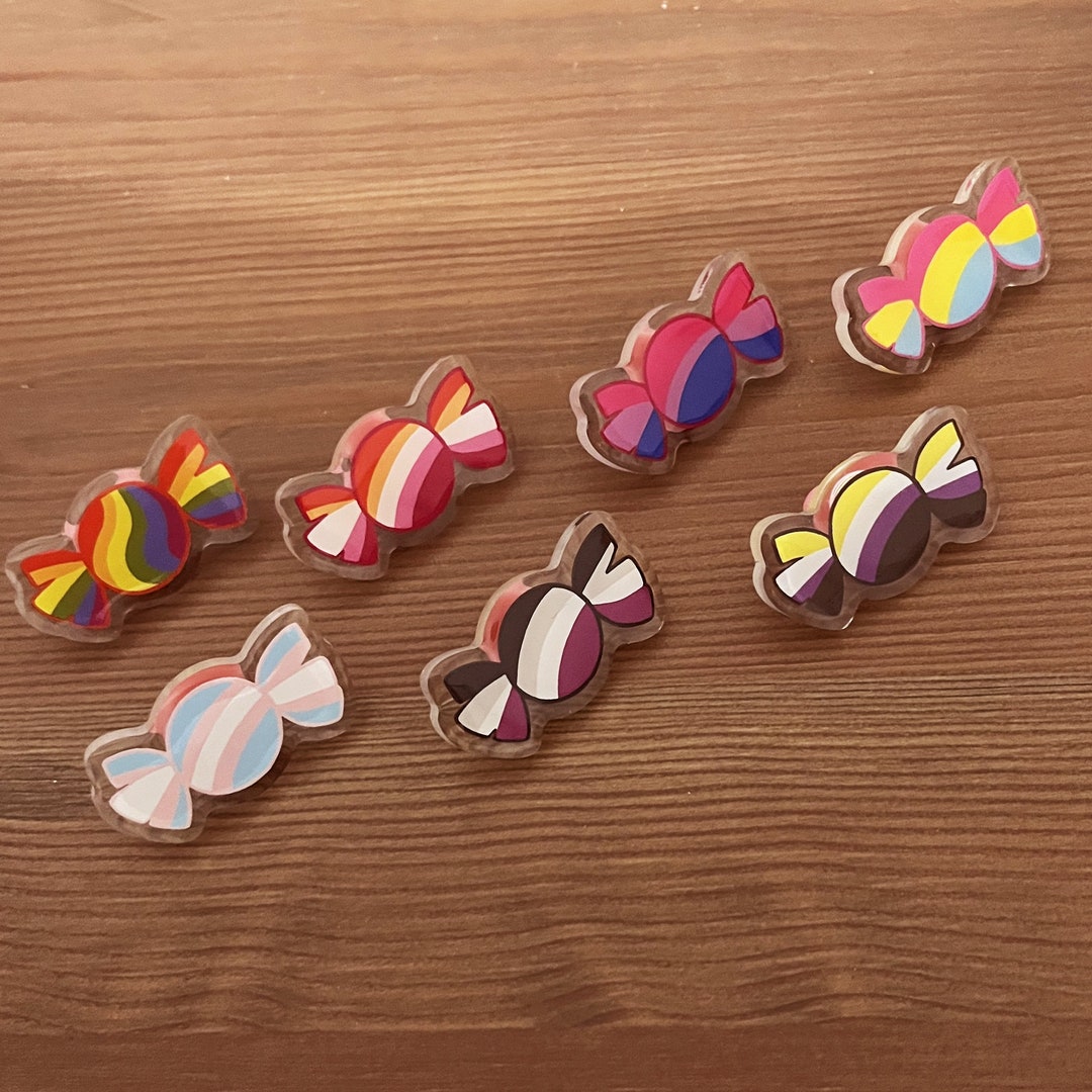 LGBT Acrylic Pins Candy 1.5" || 3cm Pride Flag Gift Ideas Rainbow ...